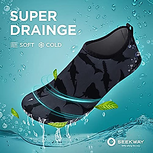 SEEKWAY Water Shoes Barefoot Aqua Socks Non Slip Quick-Dry for Beach Pool Swimming River Lake Women Men Black Shark SK001
