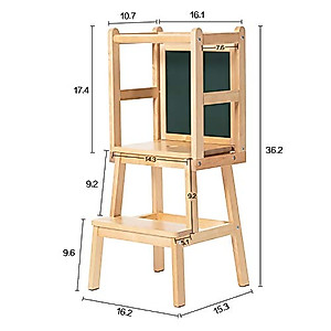 HOUCHICS Toddler Wooden Step Stool, Solid Birch Wooden Children Standing Tower, Helper of Kitchen Tower for Kitchen, Bathroom