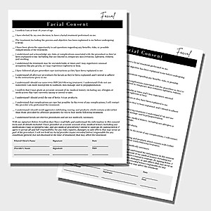 Facial Intake, Consent, and Aftercare Form | 75 Pack | 8.5 x 11" A1 Forms | Clients Signature | 25 Intake Forms, 25 Consent Forms, 25 Aftercare Forms | Minimalist Design