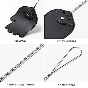 Trieez 17.5" Sturdy Leather Fly Swatter - Heavy Duty Flyswatter with Durable Metal Handle, Funny Hand Shaped