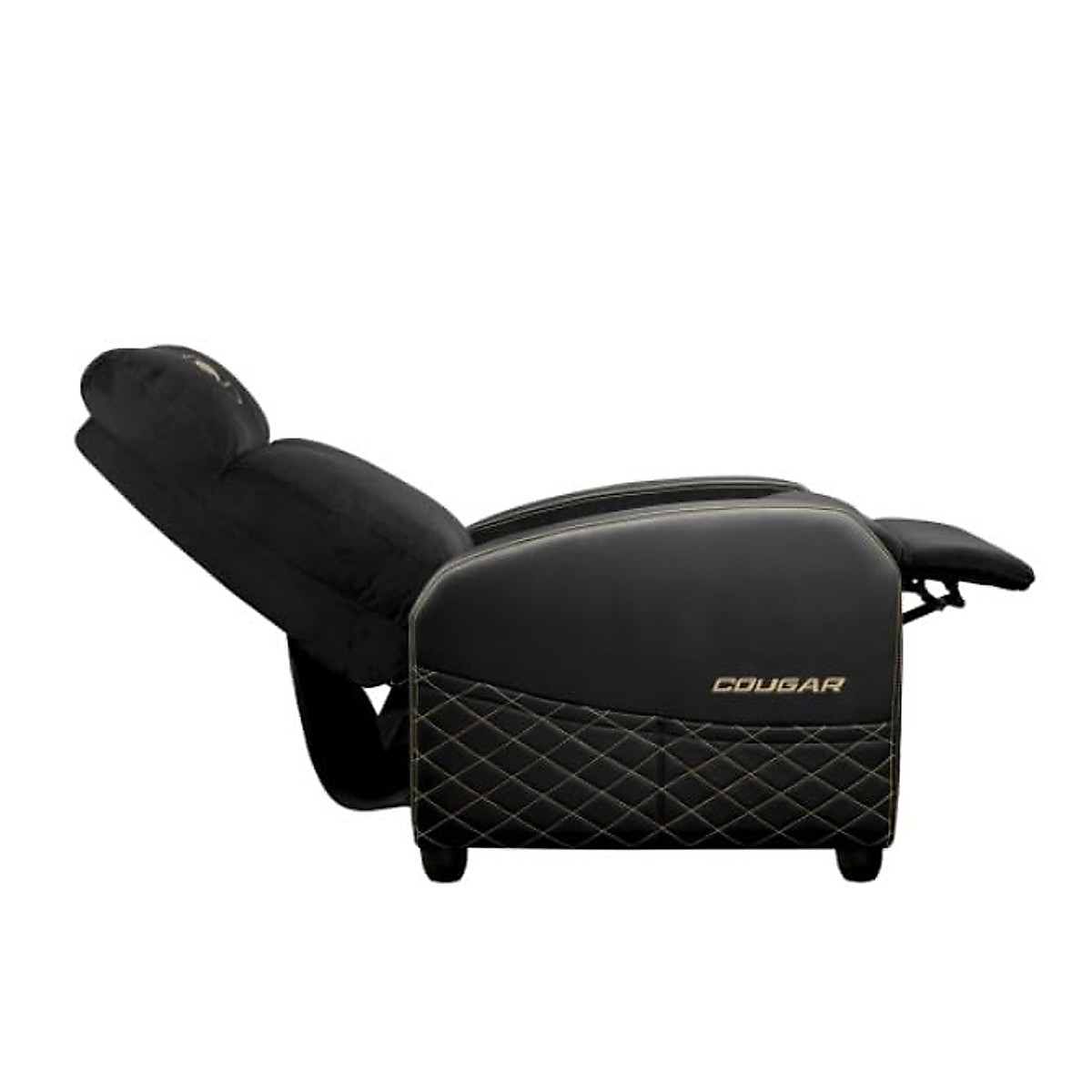 COUGAR Ranger Elite Gold Gaming Sofa, Plush Velvet Upholstery, Side Pocket, Foldable Footrest & Reclining Backrest