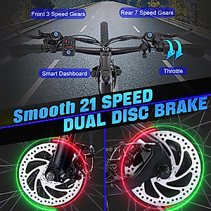 Vivi Electric Bike for Adults, 27.5" Electric Mountain Bike with 500W Motor 48V 10.4AH Removable Battery, 20mph - Class 2 eBike, Up to 50 Miles Range, 21 Speed Adult Electric Bicycles