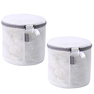 TOPBATHY Laundry Wash Bag Mesh Pouches for Bra Underwear Stockings Blouse Shoes Reusable Washer Protector Baby Kids Girls Clothing with Zipper 2pcs (White)