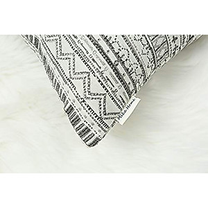 Mika Home Pack of 2 Throw Pillow Cases Decorative Pillow Covers for Home Decoration, Bohemian Striped Geometric Pattern, 22x22 Inches,Gray Cream