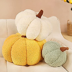 Sdetrcq Halloween Pumpkin Pillow Decor, Pumpkin Plush Pillow Fleece Stuffed Pumpkins Decoration Halloween Pumpkins Throw Pillow for Couch, Soft Halloween Pumpkin Decor Gifts (White, 8'')