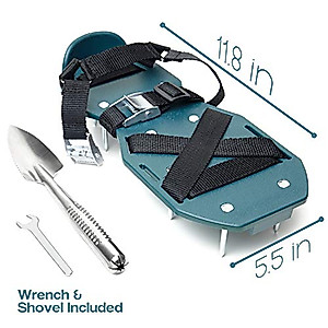 Jumbo Varieties Lawn Aerator Shoes - Heavy-Duty Lawn Aerating Sandals with Spikes - Dual Straps, Nonslip Metal Buckles, Stainless Steel Shovel - Soil Conditioner Spike Shoes for Garden, Yard Aeration