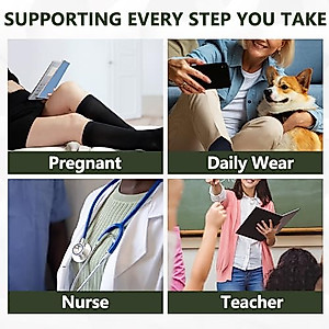 +MD 3 Pairs Light Compression Socks for Women & Men,Viscose for Bamboo 8-15mmHg Soft Support Scoks for Pregnant Nurses Travel 10-13 Black