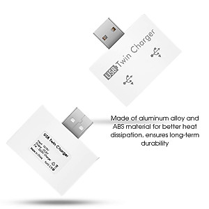 USB 2.0 Hub Adapter, USB Splitter Hub 2 Port USB Ultra Slim Data Hub for Device Charging(White)