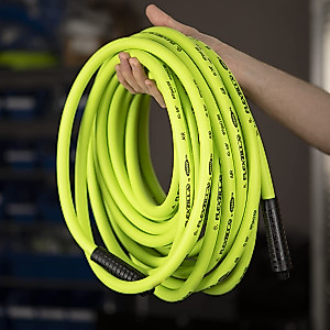 Flexzilla Air Hose, 1/2 in. x 100 ft., 1/2 in. MNPT Fittings, Heavy Duty, Lightweight, Hybrid, ZillaGreen - HFZ12100YW4