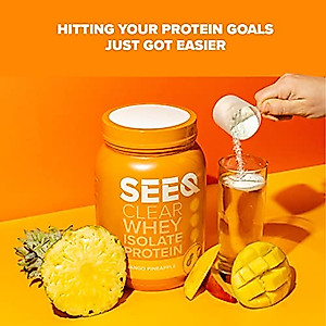 SEEQ Clear Whey Isolate Protein Powder, 22g Protein, Zero Lactose, Zero Sugar for Teens, Men, and Women, Healthy Juicy Protein with 25 Servings (Mango Pineapple)
