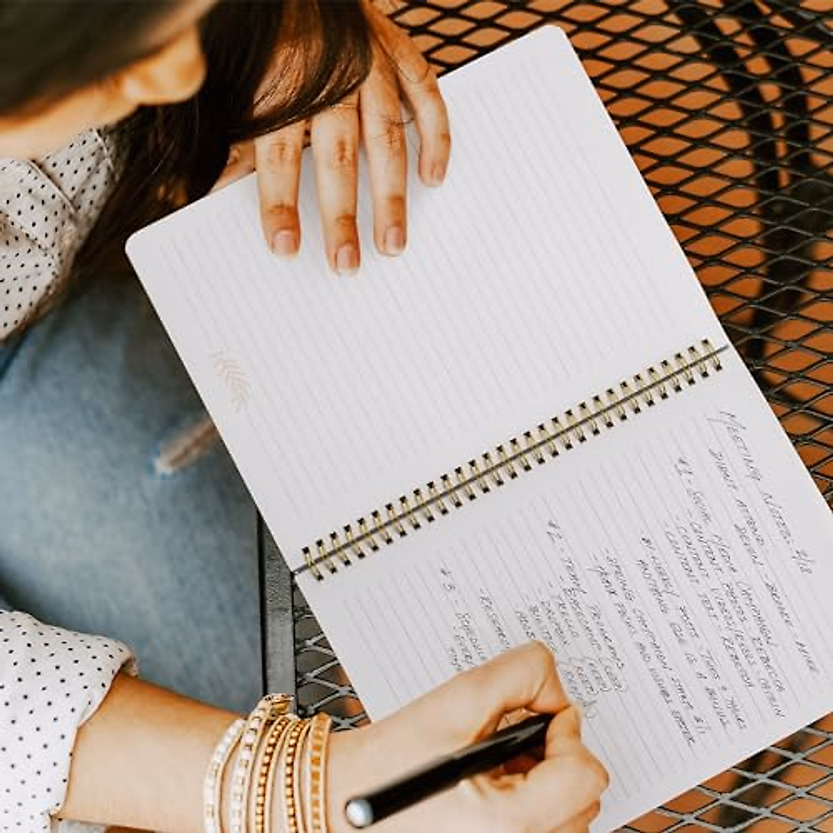 ZICOTO Aesthetic Spiral Notebook Journal For Women - Cute Abstract 10.5" x 8.5" College Ruled Notebook With Large Pockets, Lined Pages and Hardcover - Perfect to Stay Organized at Work or School