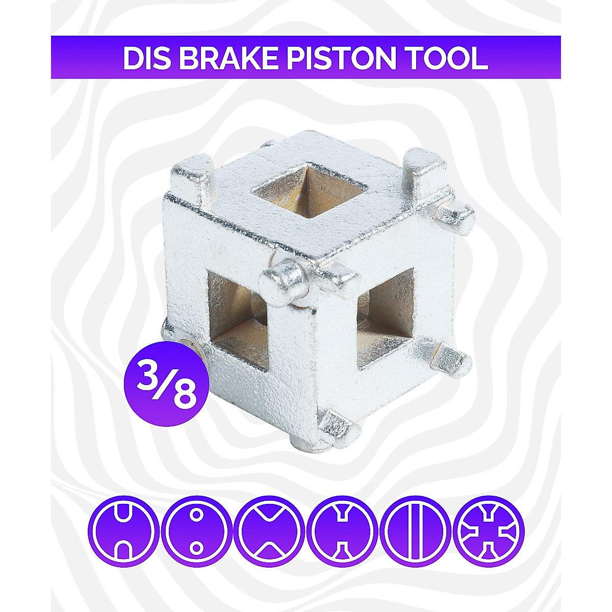 RACOONA Brake Caliper Compression Tool,Car Rear Disc Brake Piston Tool,Car Accessories Caliper Piston Compressor Tool,3/8" Disc Brake Piston Caliper Wind Back Cube Tool,Fits Rear Disc Brakes on Cars
