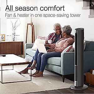 Lasko Portable Fan & Heater All Season Comfort Control Tower Fan and Space Heater in One with Remote Control, Black, FH515,Large