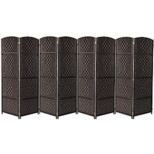 Sorbus 8 Panel Room Divider 6 ft. Tall - Privacy Screen, Extra Wide Double Hinged Panels, Diamond Double-Weaved, Partition Room Dividers and Folding Privacy Screens, Wall Divider for Room Separation