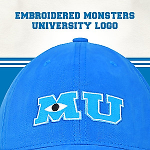 Disney Pixar Monsters Inc Monsters University Baseball Cap, Adjustable Dad Hat, Blue
