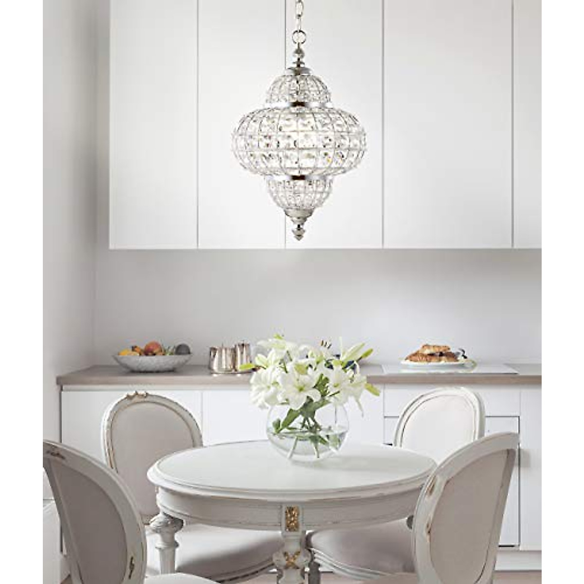 JONATHAN Y JYL6111A Juliette 12" Crystal/Metal LED Chandelier Pendant Chandelier Pendant Glam Contemporary Transitional Dimmable Dining Room Living Room Kitchen Foyer Bedroom Hallway