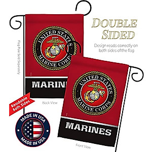 US MILITARY United State Garden Flag Set Wall Hanger Armed Forces Marine Corps USMC Semper Fi American Military Veteran Retire Official House Banner Small Yard Gift Double-Sided, Made in USA