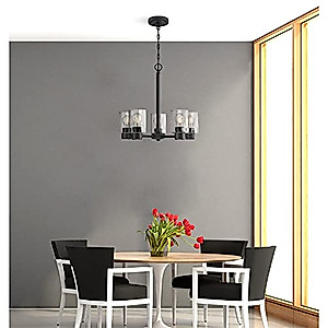 Westinghouse Lighting 6115300 Sylvestre Transitional Five-Light Indoor Chandelier, Matte Black Finish, Clear Glass