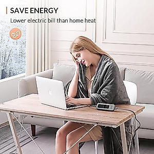 HOMLYNS Heated Blanket Heated Throw, Electric Blanket with 3 Hours Timer Auto-Off & 4 Heating Levels, Double-Layer Flannel Heating Blanket with ETL Certification, Machine Washable (50" x 60", Grey)
