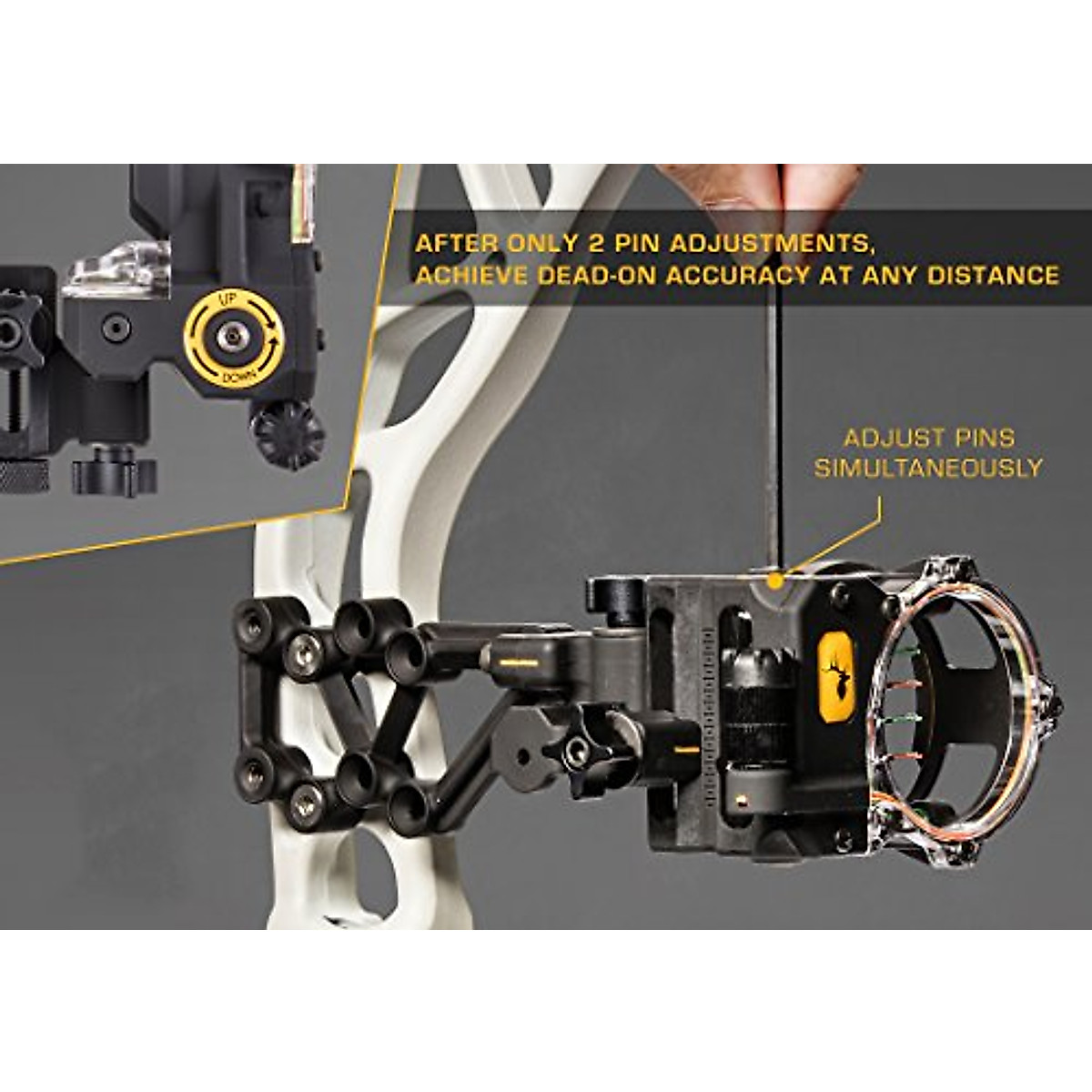 Trophy Ridge React H4 Bow Sight - 4 Pin Sight, Tool Less Windage and Elevation Adustability, 2nd Axis Leveling, Adjustable Click Light, Black