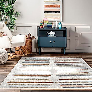 nuLOOM ROS Striped Columns Machine Washable Accent Rug, 3x5, Beige