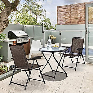 Goplus Folding Sling Chairs Sets of 2, Portable Chairs for Patio Garden Pool Outdoor & Indoor w/Armrests & Adjustable Back