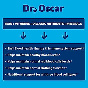 3in1 Blood Aid, Immunity & Energy for Dogs, Iron Supplement for Dogs, Helps Maintain Blood Health, Normal Red Blood Cells Levels & Normal Clothing Function, Iron for Dogs, Dog Iron Supplement