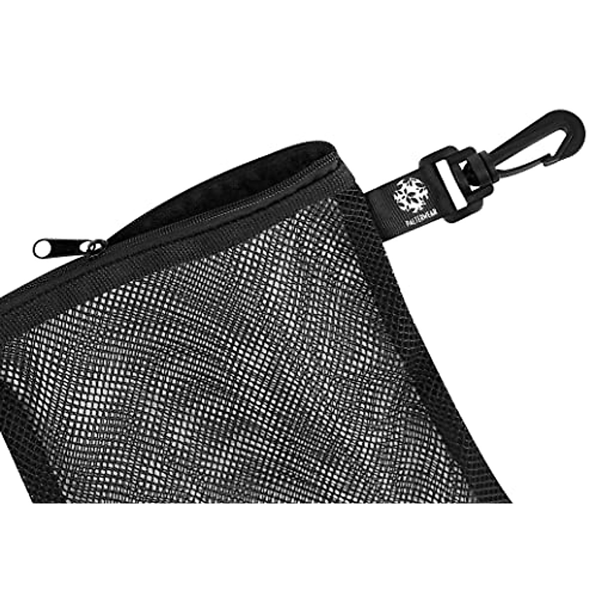 PALTERWEAR Mesh Zipper Bag with Clip - Set of 4 (Black, 6 x 8 inch)