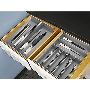 Simple Houseware Expandable Kitchen Drawer Flatware Organizer, Grey