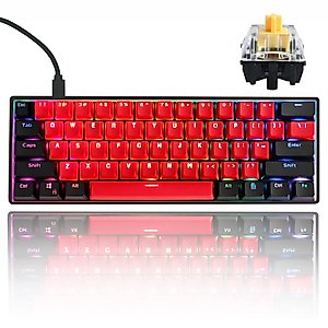 GTSP Gk61 SK61 60% Mechanical Keyboard, Custom Hot Swappable 60 Percent Gaming Keyboard with RGB Backlit, NKRO, Water-Resistant, Type-C Cable for Win/PC/Mac (Gateron Optical Yellow, Milan)