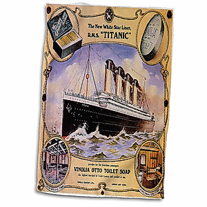 3D Rose Vintage White Star Line Titanic Vinolia Otto Toilet Soap Advertising Poster Towel, 15" x 22"