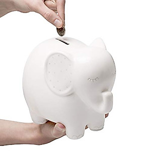 Pearhead Ceramic Elephant Bank, Gender-Neutral Baby Boy or Baby Girl Nursery Décor, Money Bank, Baby Keepsake, White