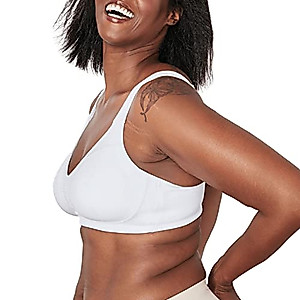 Playtex Women's Bounce Control, Coverage Convertible Wireless T-Shirt, Full-Support Wirefree Bra, White, 40DDD