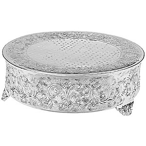Elegance Round Ornate Wedding Cake Stand, 18-Inch, Silver