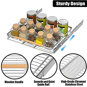 GEDLIRE Expandable Pull Out Cabinet Organizer, Heavy Duty Slide Out Pantry Storage Shelves, Sliding Drawer Organizer Rack for Kitchen Cabinets, Under Sink, Home, 17.1"-28" W x 22.4" D