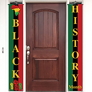 Pudodo Black History Month Porch Banner African American February Festival Holiday Front Door Sign Wall Hanging Party Decoration