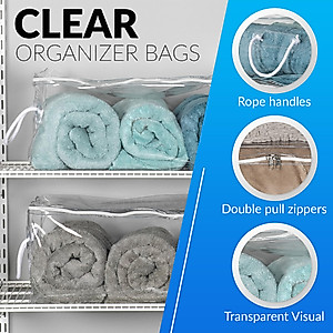 Violet Linen Clear Organization Vinyl Storage, 100% Vinyl, Heavy Duty, Dust-proof, Clear , 12" x 16" x 8" Sweater Chest, Space Saver Storage Bags, Set of 2 Medium Chests