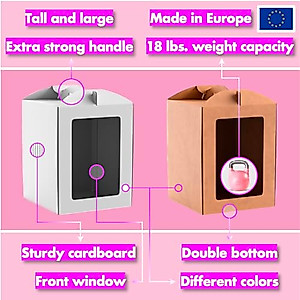 Box For Cake 10-Pack 8x8x8 inch White Cake Boxes with Window, European-Grade Sturdy Cardboard, Large Cake Carriers with Handle for Tiered Cakes, 10 PCS (White)