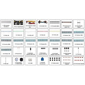 Diitao Electronic Breadboard Component,Electronic Fun Kit with 830 Tie Point Breadboard,Bundle,Power Supply,Jumper Wires,Resistors,LED for Arduino for Raspberry Pi