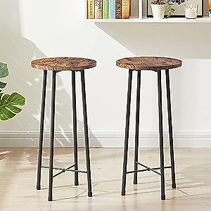 VECELO 24" Round BarStools, Modern Bar Stools Counter Height, Bistro Seats with Wood Surface, Simple Chairs for Living Room Dining Room, Breakfast Dinner Nap Conference, Brown