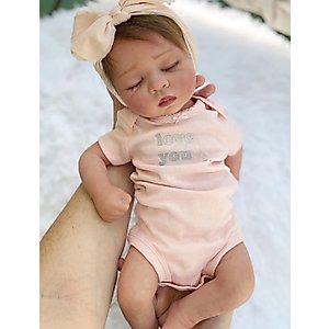 DCOLCO Reborn Baby Dolls Sleeping Girl - 19 Inches Cloth Body Realistic Newborn Baby Doll That Look Real for Kids Age 3+