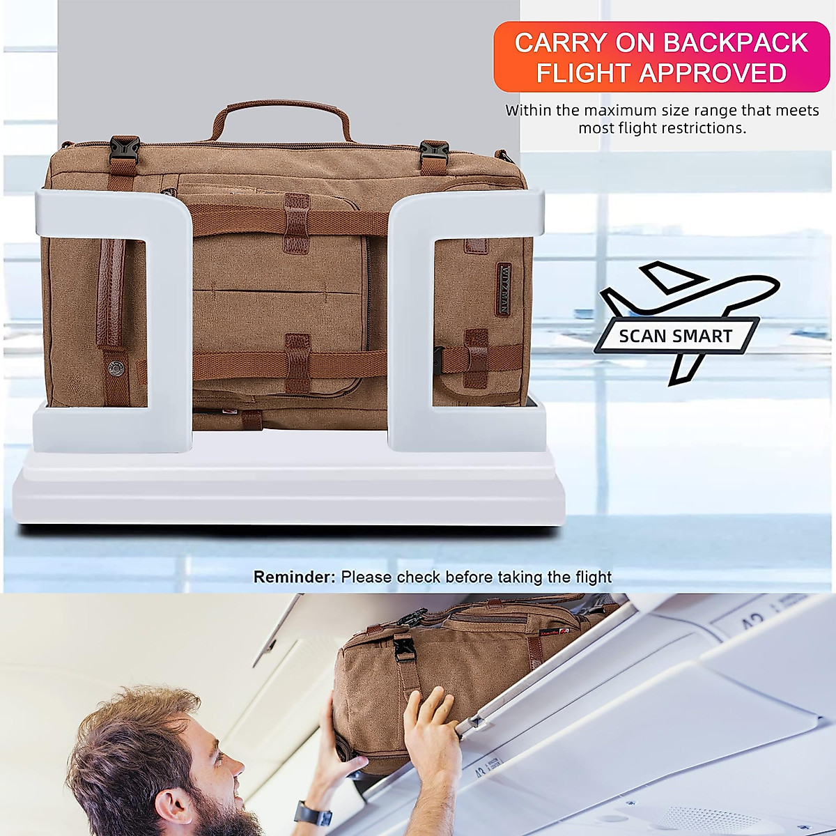 WITZMAN Canvas Backpack Vintage Travel Backpack Large Laptop Bags Convertible Shoulder Rucksack (A519-1 Brown)