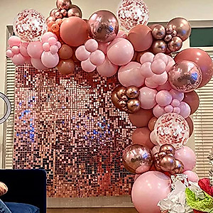 Rose Gold Balloons 92pcs Metallic Rose Gold Balloon Garland Arch Kit 5/10/12/18 Inch Different Sizes Rose Gold Latex Balloon For Wedding Girls Engagement Birthday Bachelorette Party Decorations