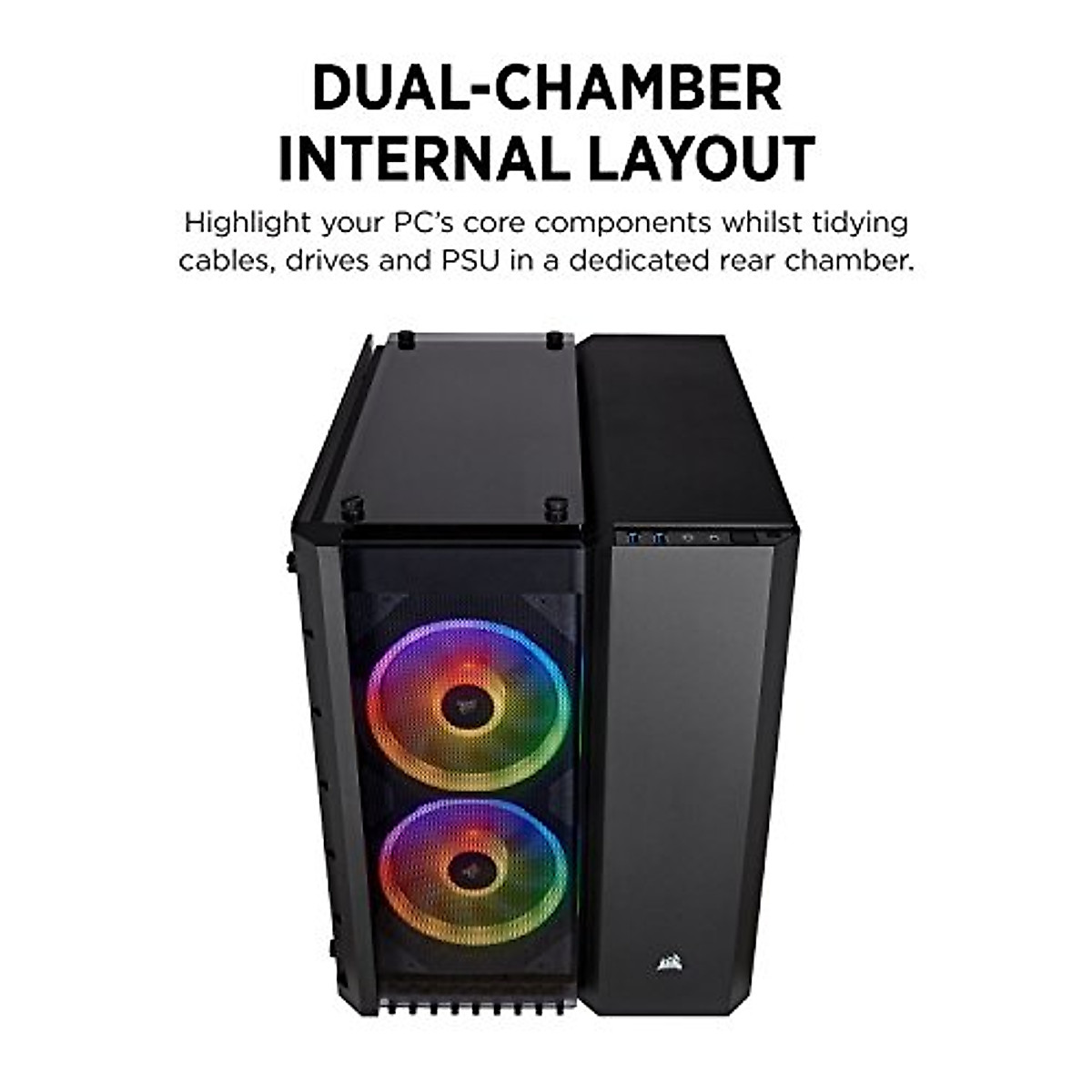CORSAIR CRYSTAL 280X RGB Micro-ATX Case, 2 RGB Fans, Lighting Node PRO included, Tempered Glass - Black (CC-9011135-WW)