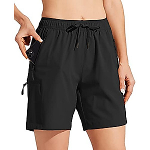 Willit Women's Shorts Hiking Cargo Shorts Quick Dry Golf Active Athletic Shorts 7" Lightweight Summer Shorts with Pockets Black L