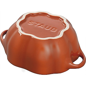 STAUB 0.5-qt Petite Ceramic, Oven & Stove Safe up to 572°F, Pumpkin Dish, Baking , Candy Dish, Burnt Orange