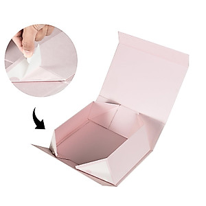 Pink Gift Boxes with Lids 5 Pack, 9x7x4 Inches Small Gift Box with Ribbon, Collapsible Gift Boxes with Magnetic Closure for Presents, Bridesmaid Proposal Box Contains Gift Card Ribbon Tag