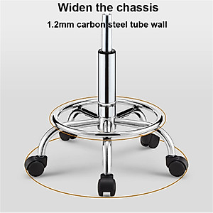 JHKZUDG PU Leather Round Rolling Stool with Wheels,360°Swivel Height Adjustable Stool Chair, Modern Round Rolling Stool with Footrest, for Home Work Spa Salon Massage Stools,Red