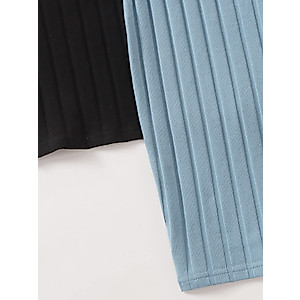 SOLY HUX Girls Summer Cami Dress Sleeveless Spaghetti Strap Rib-Knit Bodycon Slim Fit 2 Piece Dresses Black Blue 10Y