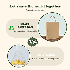 GSSUSA 8x4.75x10'' Gift Bags with Handles, Brown Paper Bags Bulk Bags for Small Business, Paper Shopping Bags, Grocery Bags, Shopping Bags for Boutique, Merchandise, 100Pc